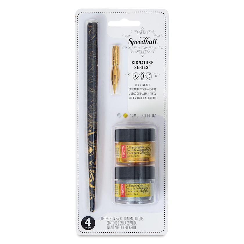 Speedball Signature Series Calligraphy Pen Set - Silver and Gold Ink ...