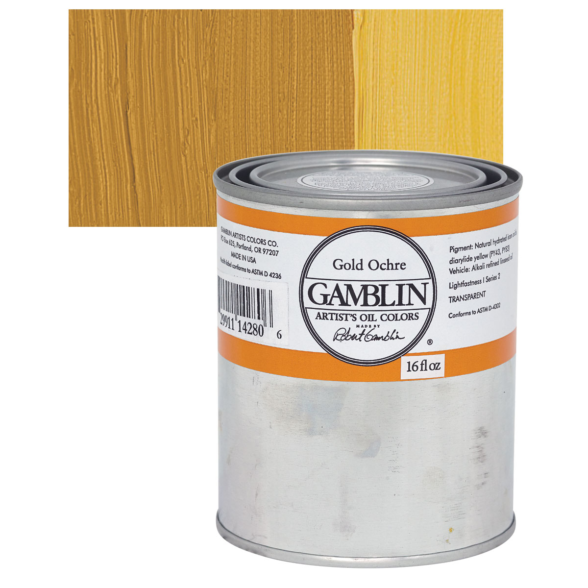 Gamblin Artist's Oil Color - Gold Ochre, 16 oz Can | BLICK Art Materials