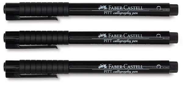 Faber-Castell Pitt Calligraphy Pen Set - Black, Set of 3 | BLICK Art ...