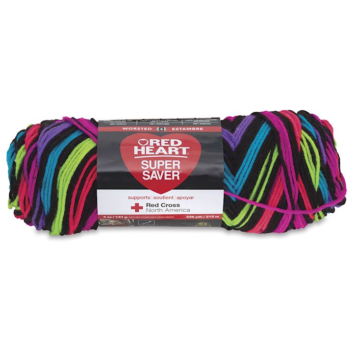Red Heart Super Saver Yarn - Neon Stripes, 5 oz | BLICK Art Materials
