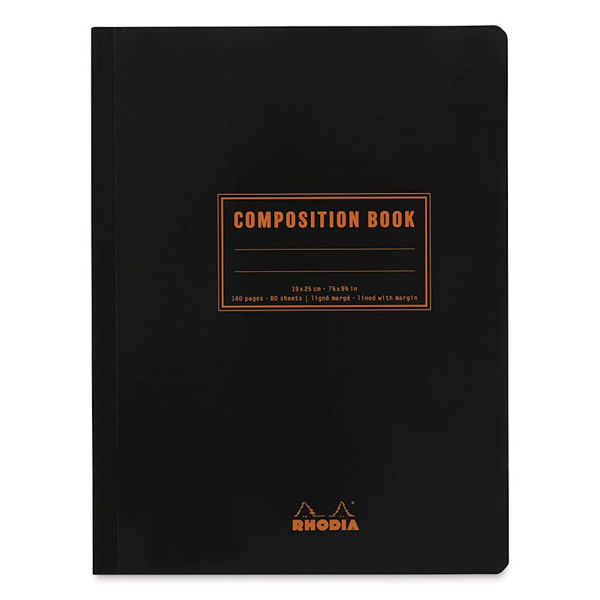 Rhodia Composition Book - Black, 9-7/8" x 7-1/2", 80 Sheets | BLICK Art ...