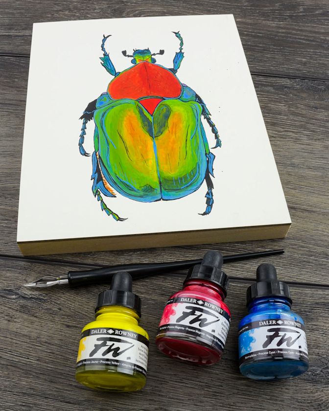 Beetle Painting with Inks