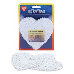 Hygloss Paper Doilies - White, Heart, 4'', Pkg of 100 | BLICK Art Materials
