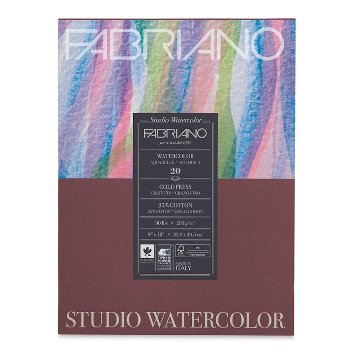 Fabriano Studio Watercolor Pad - 9" x 12", 200 gsm, Cold Press, 20 ...