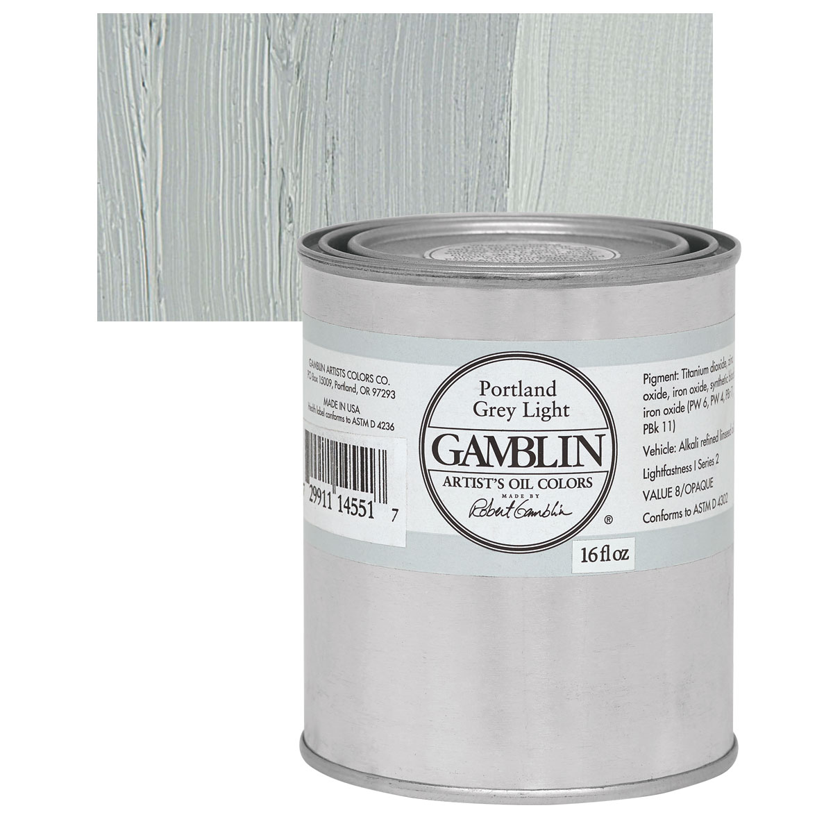 Gamblin Artist's Oil Color - Portland Gray Light, 16 oz Can | BLICK Art ...