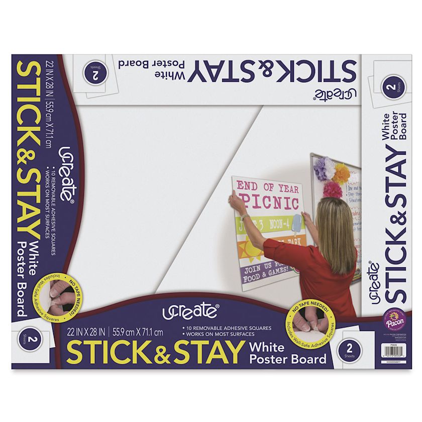 Pacon UCreate Stick & Stay White Posterboard | BLICK Art Materials