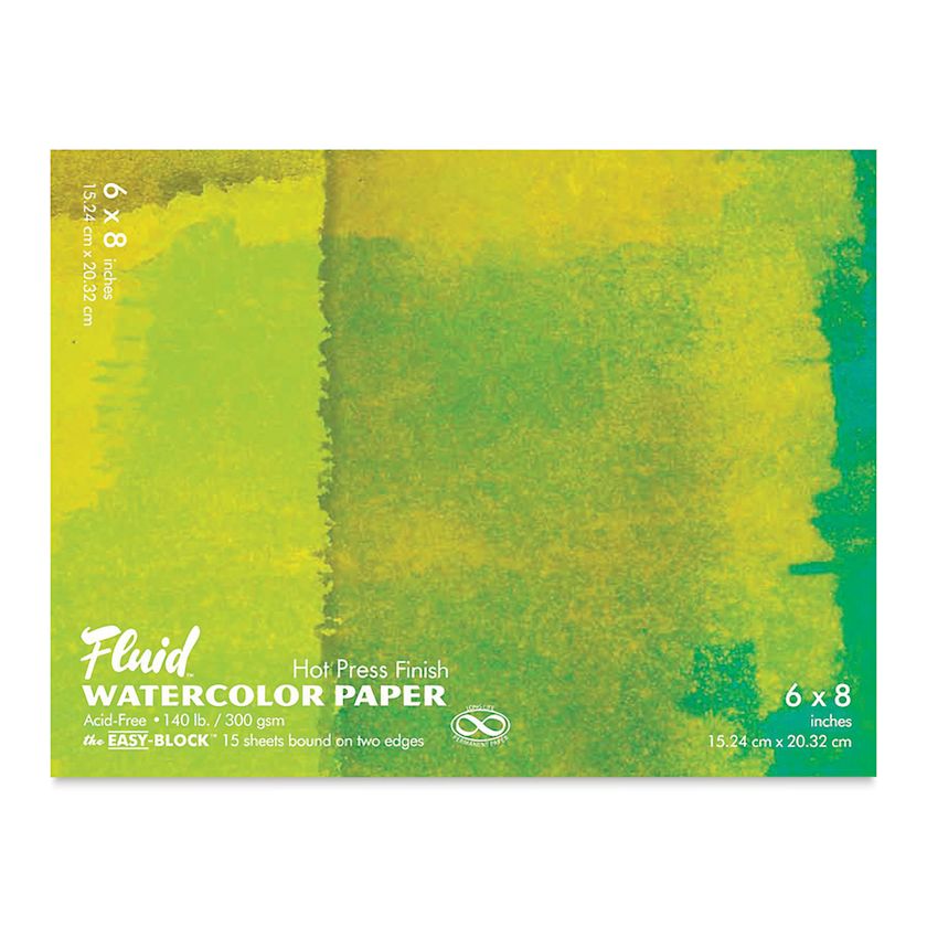 Fluid Easy-Block Watercolor Paper Block - 6" x 8", Hot Press, 15 Sheets ...