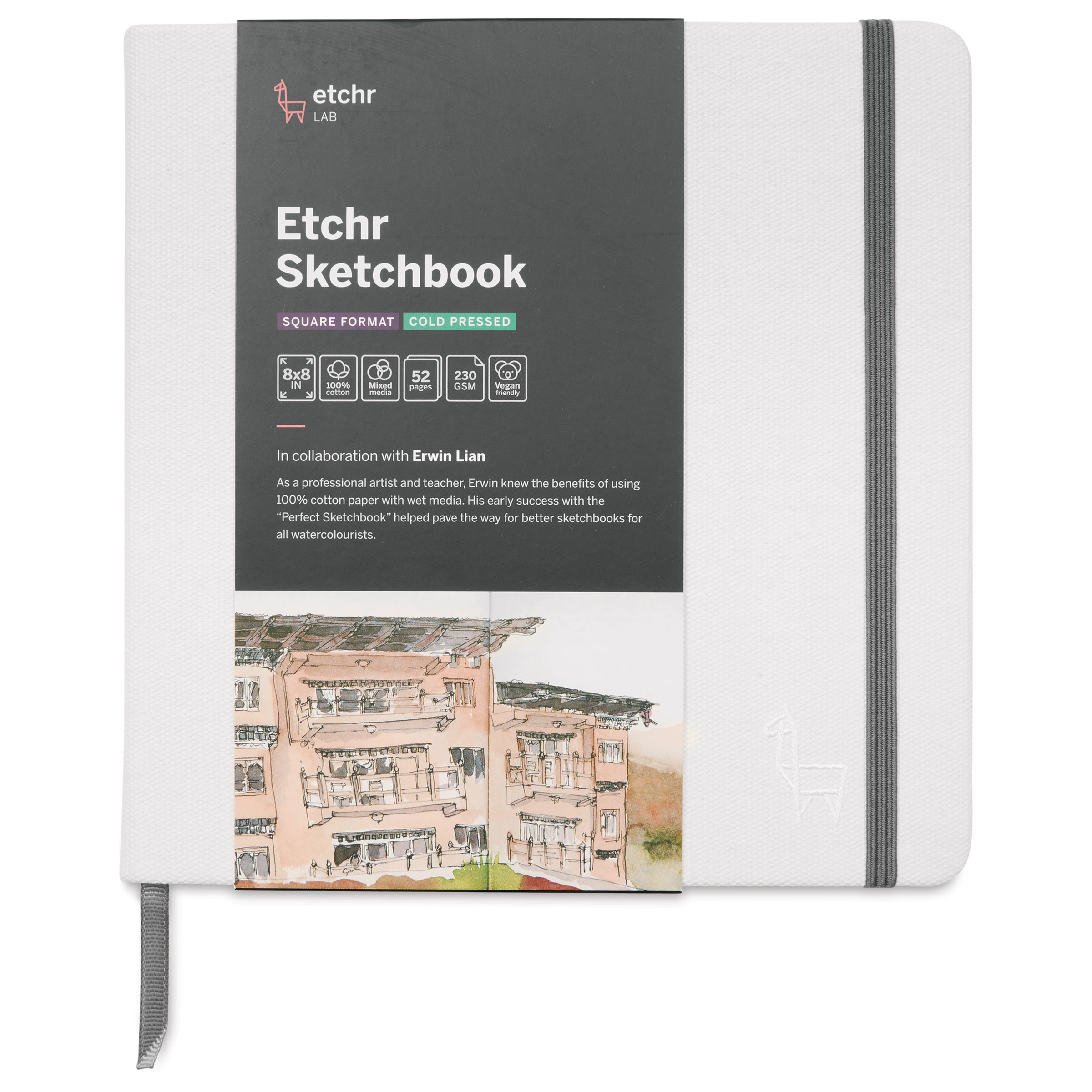 Etchr Mixed Media Hardbound Sketchbook - Cold Press, Square, 8" x 8 ...