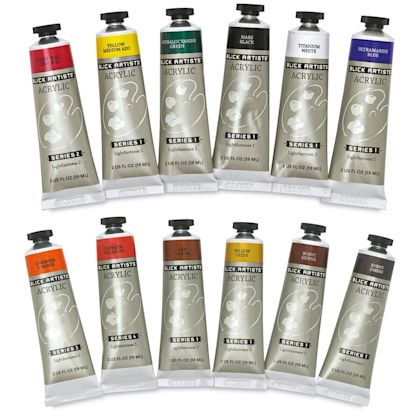 Blick Artists' Acrylic Set - Assorted, Set of 12 color, 2 oz tubes ...