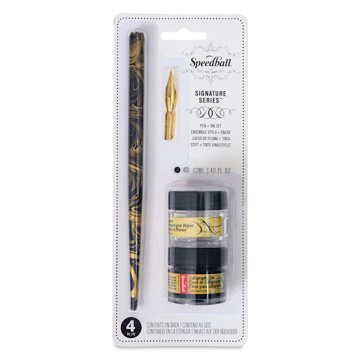 Speedball Signature Series Calligraphy Pen Set - Black Ink and Cleaner ...