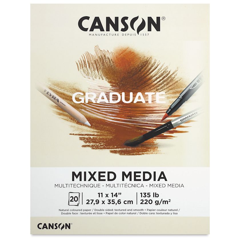 Canson Graduate Toned Mixed Media Pad - Natural, 11" x 14", 20 Sheets ...