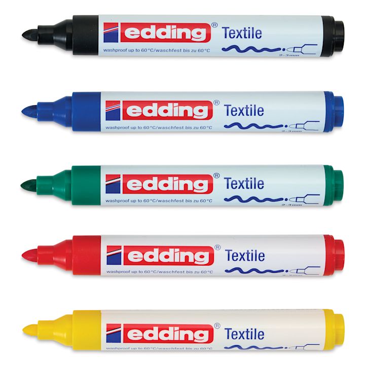 Edding 4500 Textile Markers - Basic, Set of 5 | BLICK Art Materials