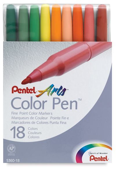 Pentel Color Pen Set - Assorted Colors, Set of 18 | BLICK Art Materials