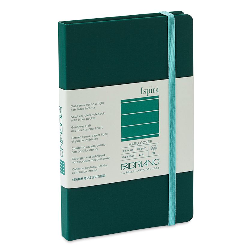 Fabriano Ispira Hard-Cover Notebook - Green, 3-1/2" x 5-1/2", Lined ...
