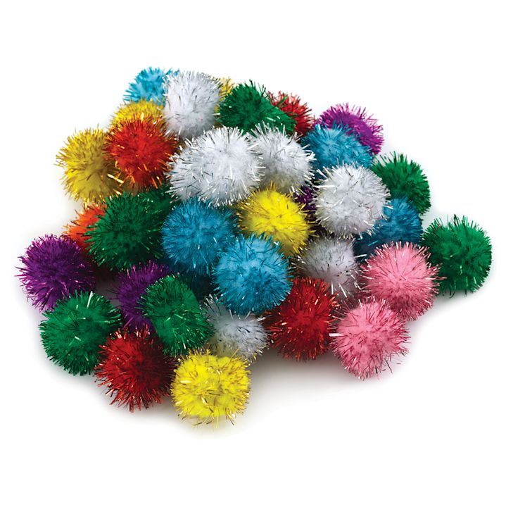 Pom Pons - Glitter Poms, Assorted Colors, 1", Pkg of 40 | BLICK Art ...