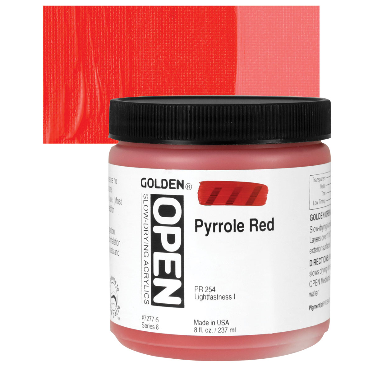Golden Open Acrylics - Pyrrole Red, 8 oz Jar | BLICK Art Materials