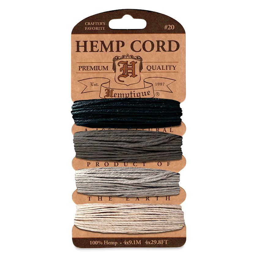 Hemptique Hemp Cord Card - Onyx Colors, 120 ft, 10 lb | BLICK Art Materials