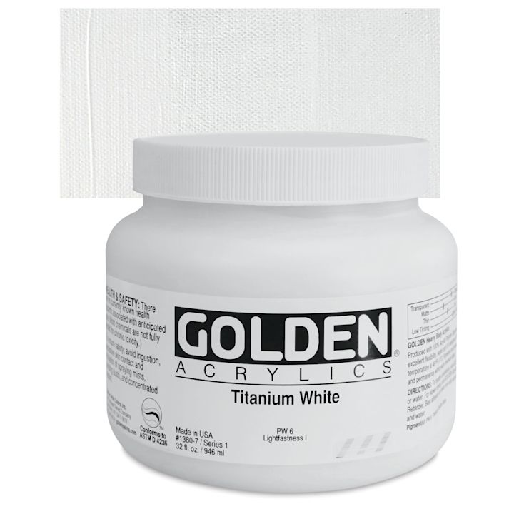 Golden Heavy Body Artist Acrylics - Titanium White, 32 oz Jar | BLICK ...