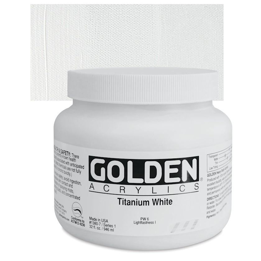 Golden Heavy Body Artist Acrylics - Titanium White, 32 oz Jar | BLICK ...