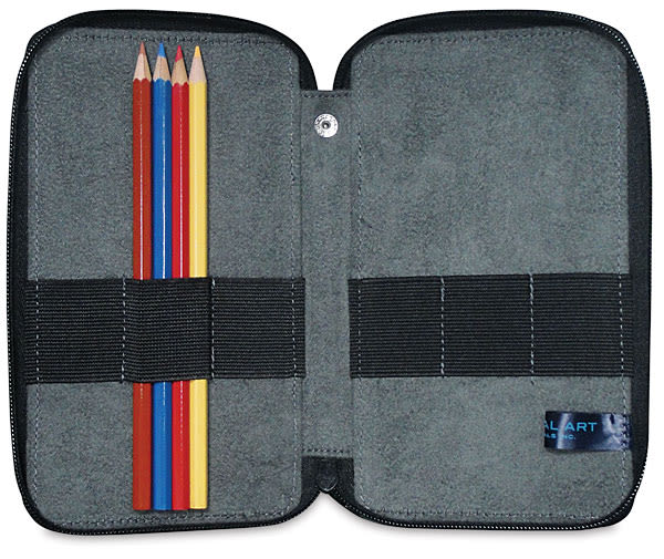 Speedball Classic Leather Pencil Case - Smooth Black, for 24 Pencils ...