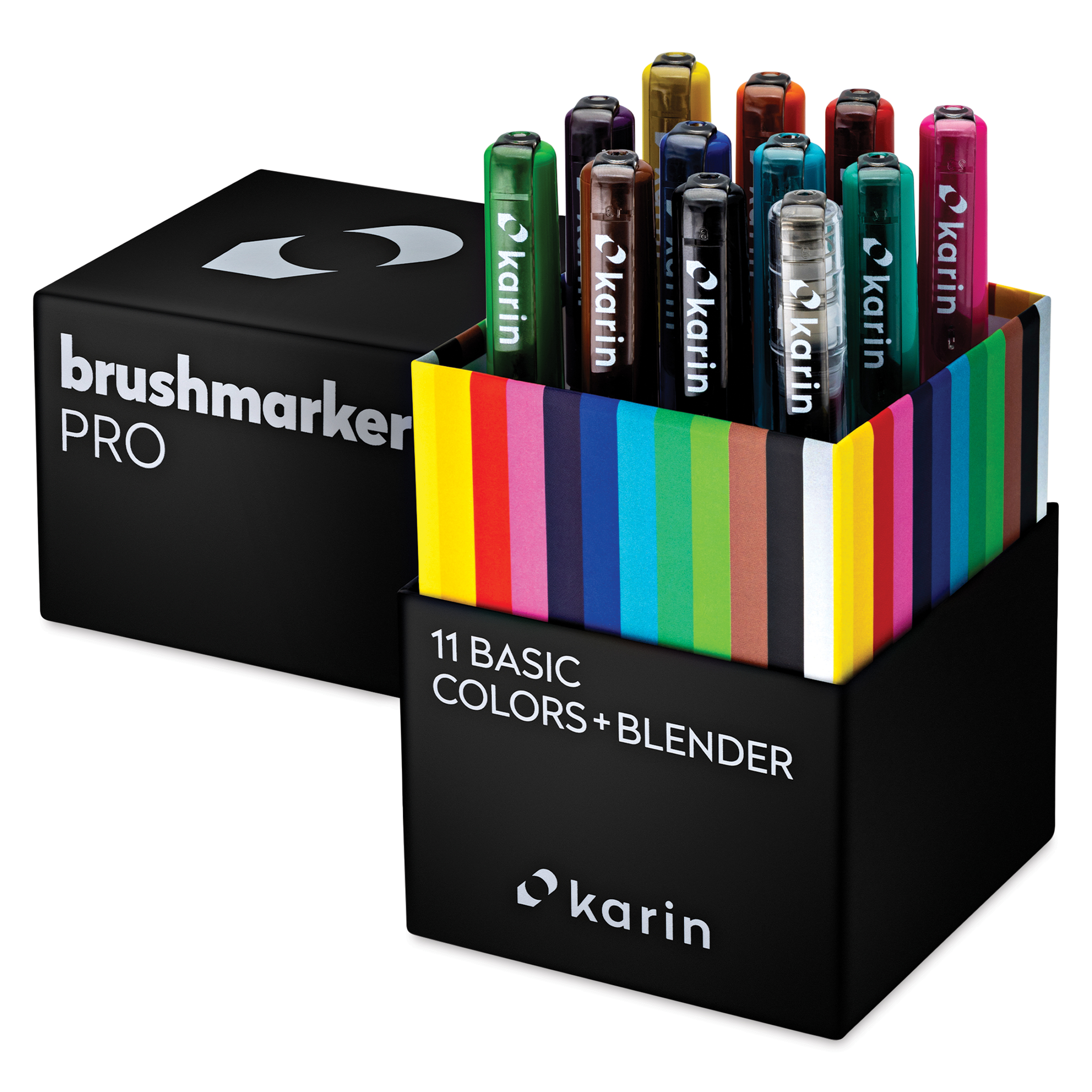 Karin Brushmarkers Pro Markers and Sets - Set of 12, Basic Colors with ...