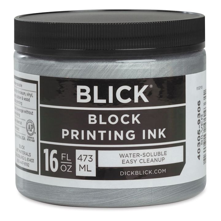 Blick Water-Soluble Block Printing Ink - Silver, 16 oz Jar | BLICK Art ...