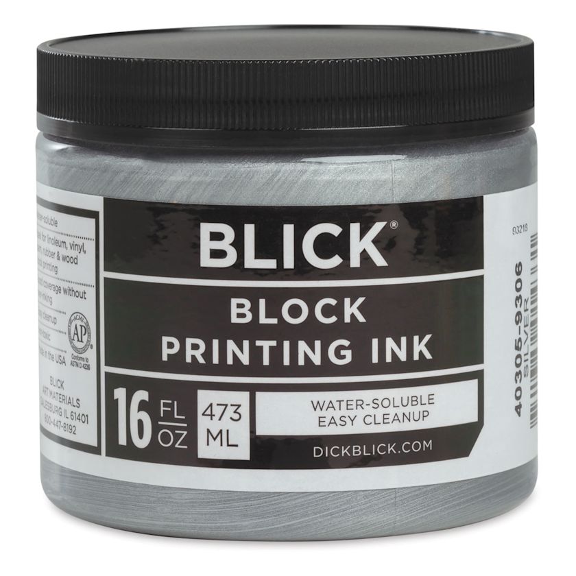 Blick Water-Soluble Block Printing Ink - Silver, 16 oz Jar | BLICK Art ...