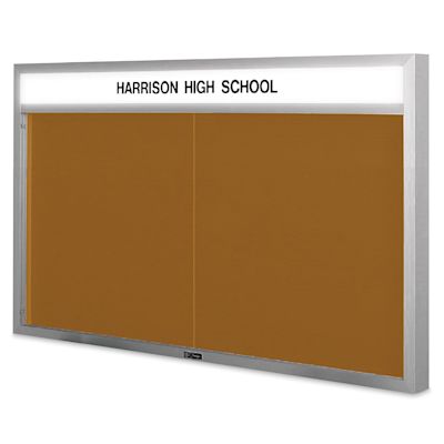 Claridge Cork Bulletin Board Cabinet With Sliding Doors - 36" x 72 ...