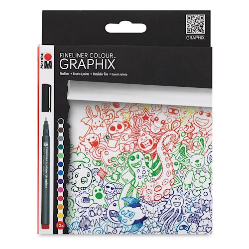 Marabu Fineliner Graphix Pen Set - Doodle Supreme, Set of 12 | BLICK ...