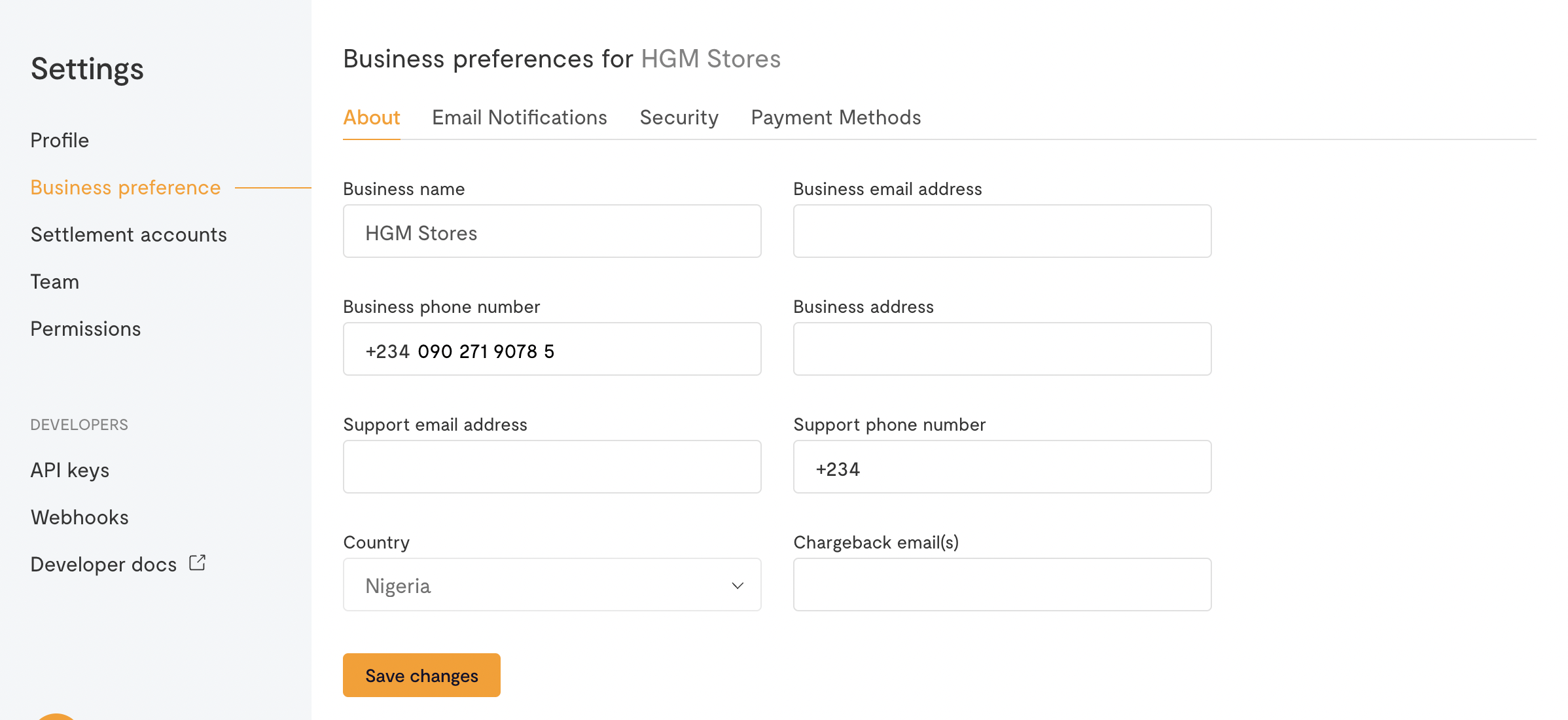 Update your business preferences | Flutterwave Help Center