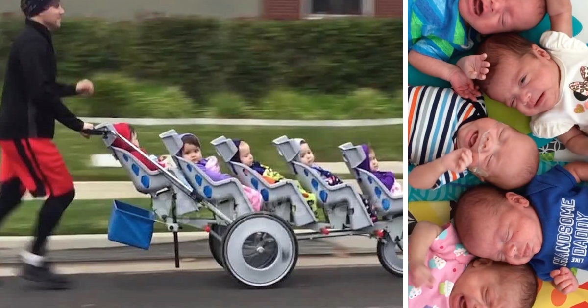 Runner Dad Pushes Quintuplets To Honor Wife's Pregnancy — And Breaks ...