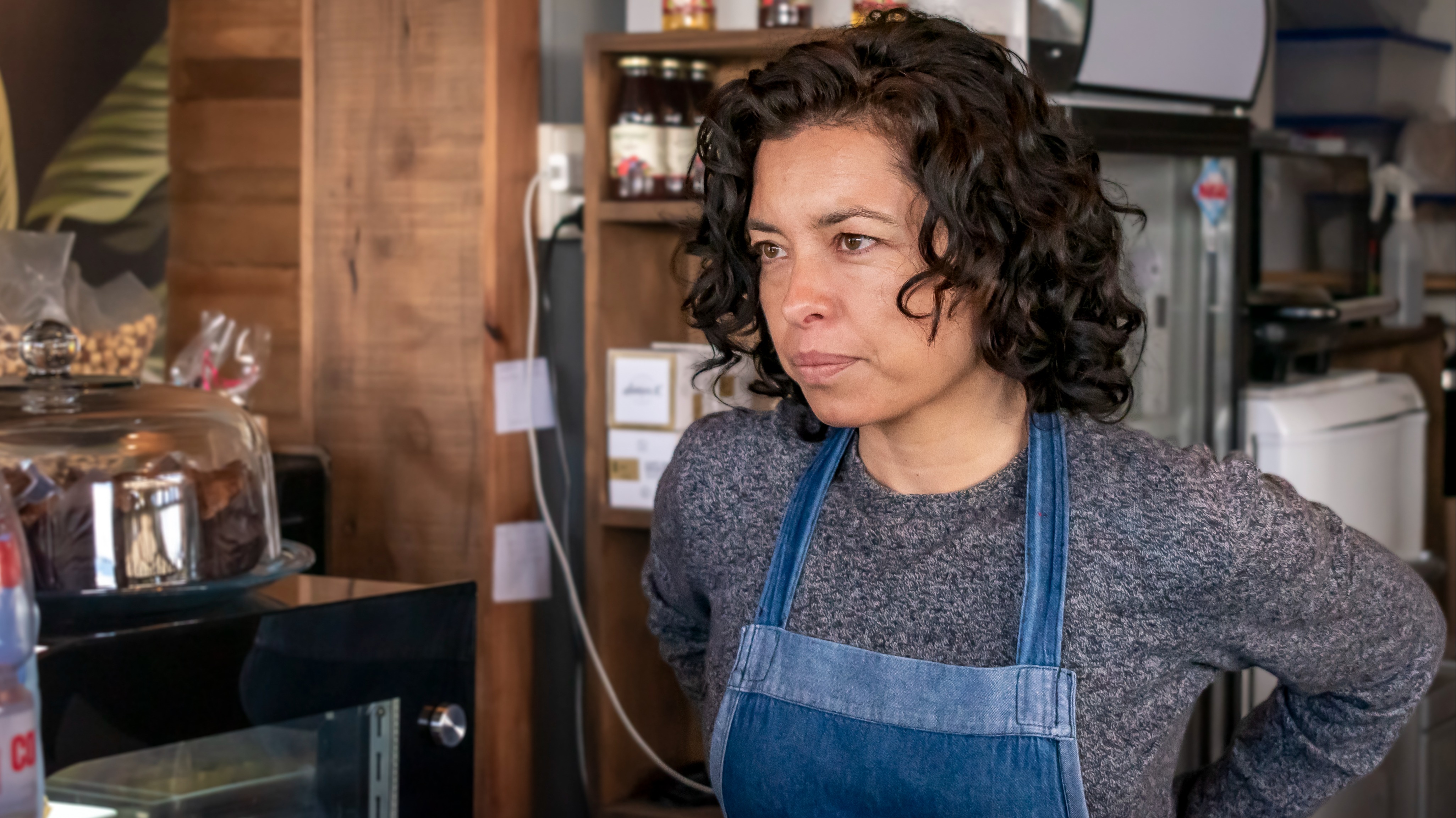 A Waitress Sits With An Older Man Eating Birthday Cake Alone And He ...