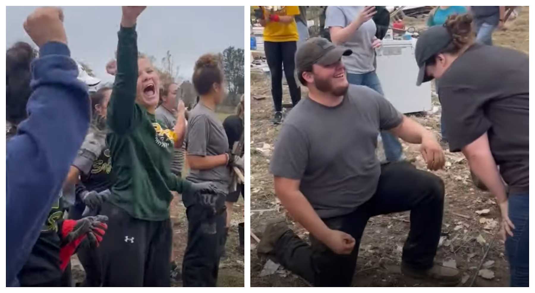 Man Proposes During Tornado Cleanup After Softball Team Helps Him Find