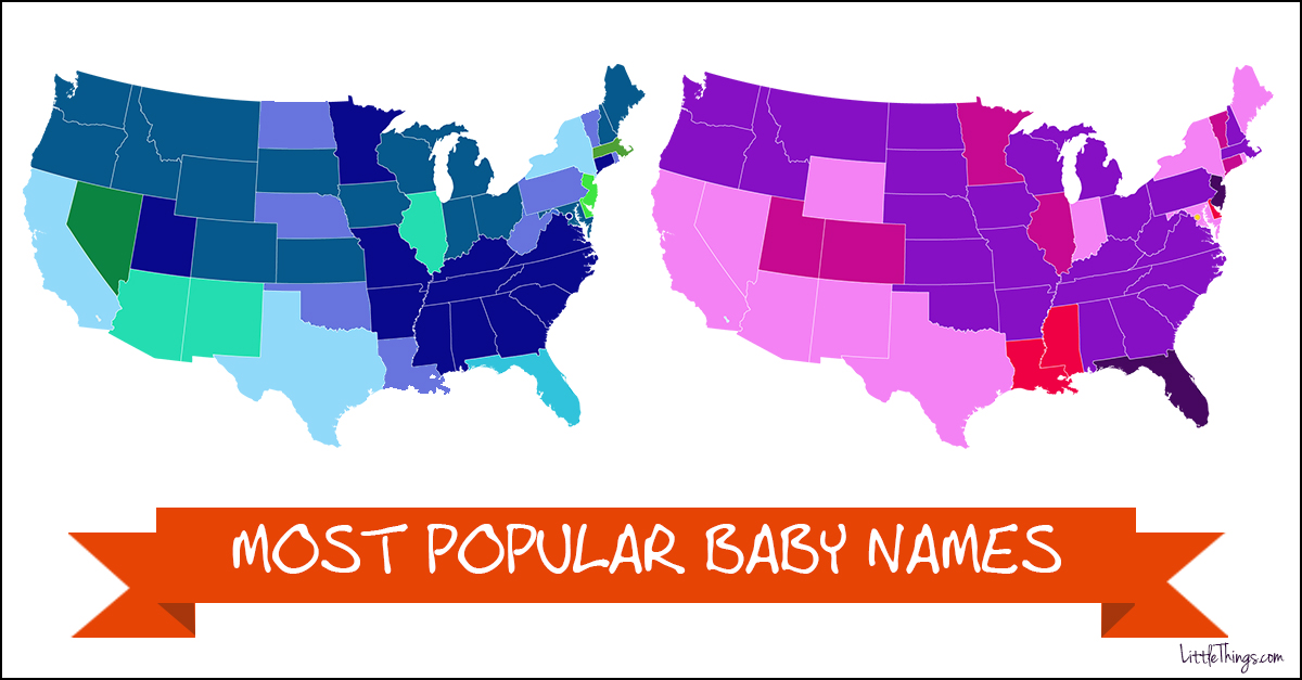 These Maps Reveal The Year's Most Popular Baby Names In Each State ...