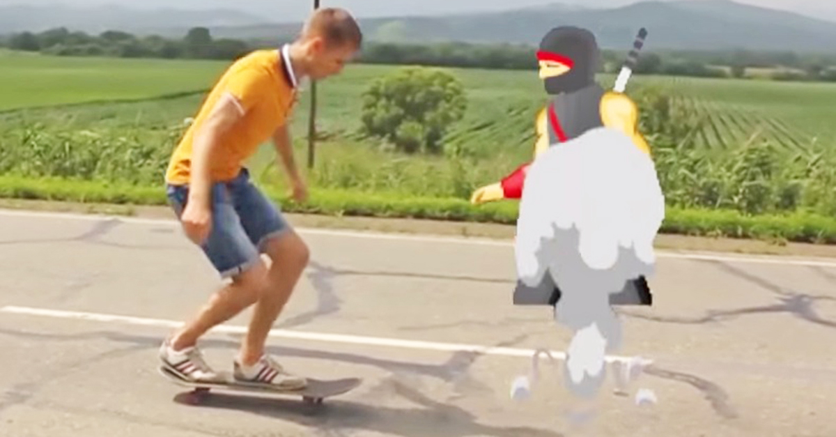 He Gets On His Skateboard And Faces Off With A Cartoon. Now Watch What ...