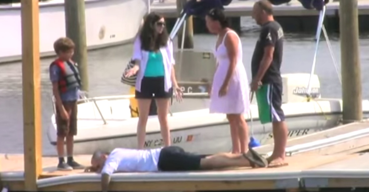 Camera Catches Crowd Forming Around Man Passed Out On The Dock Then ...
