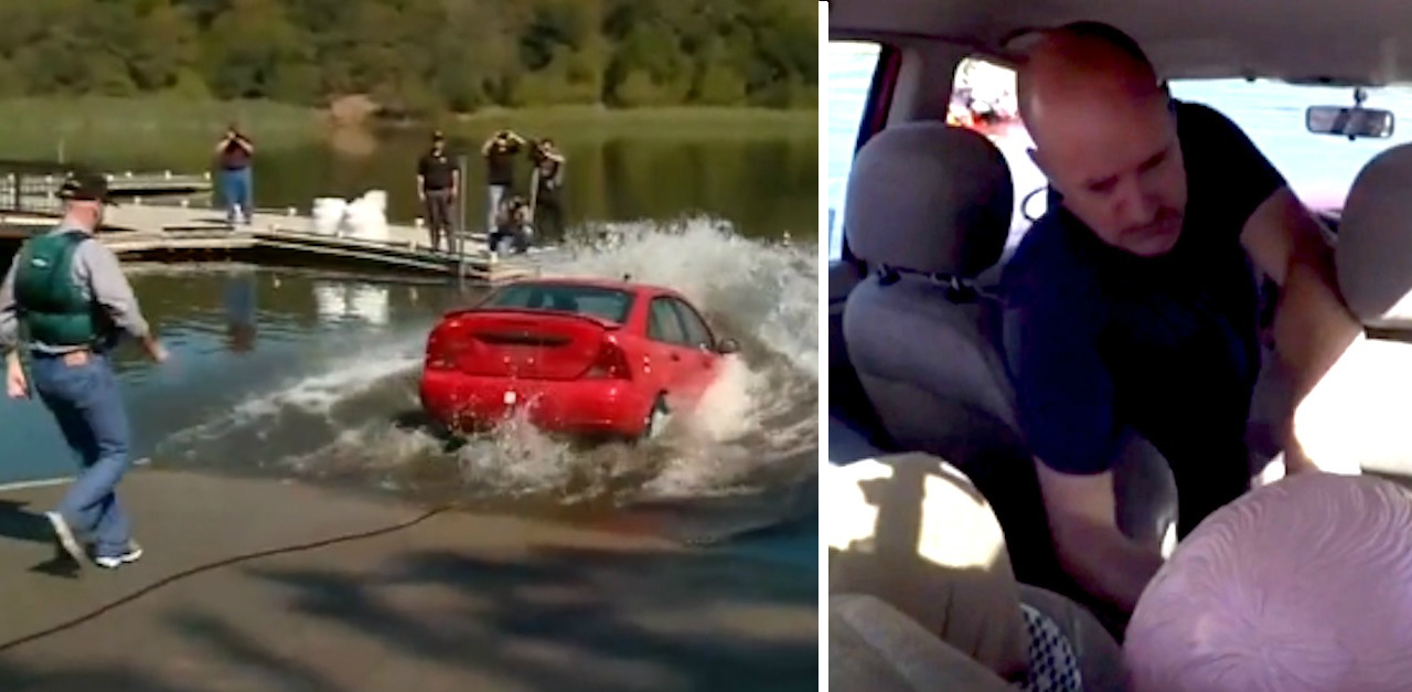 Emergency Crews Dump Car And Passengers Into A Lake To Show How To ...