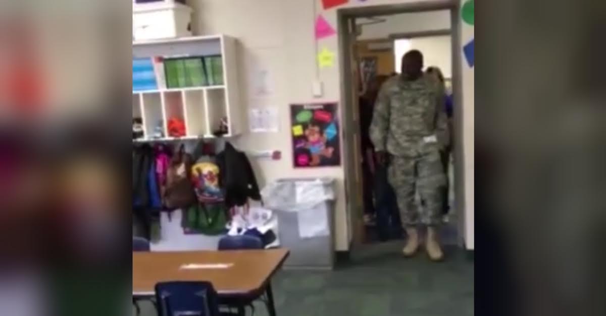 Soldier Walks Into A Preschool Classroom. Then A Student Sees Him ...