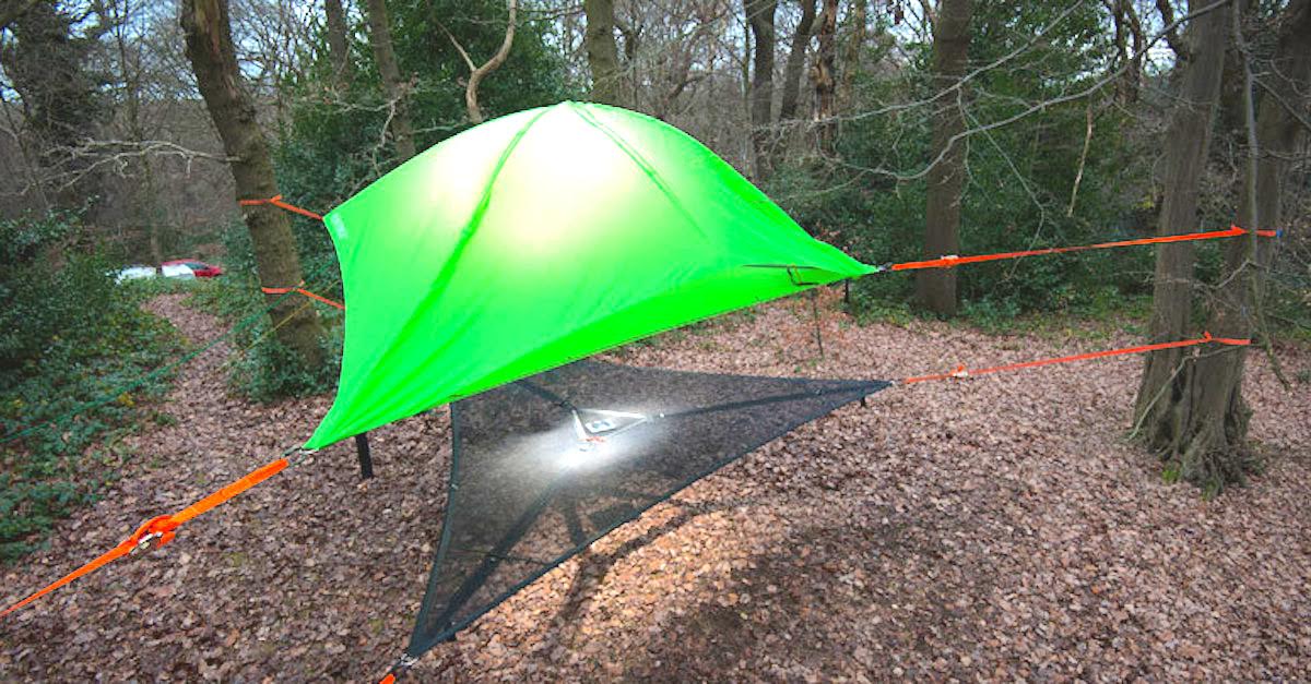 They Hang A Tent From 3 Trees In The Woods To Take Their Camping To A ...