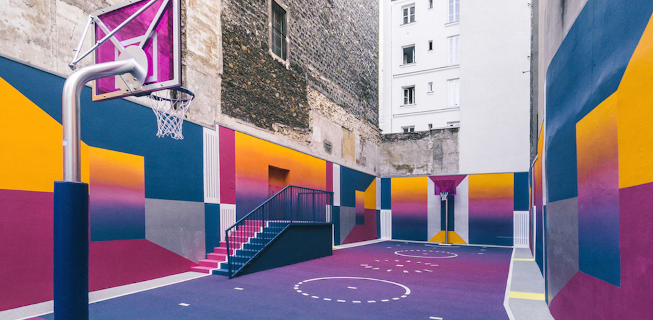 A Neon Basketball Court Has Appeared In Paris | LittleThings.com
