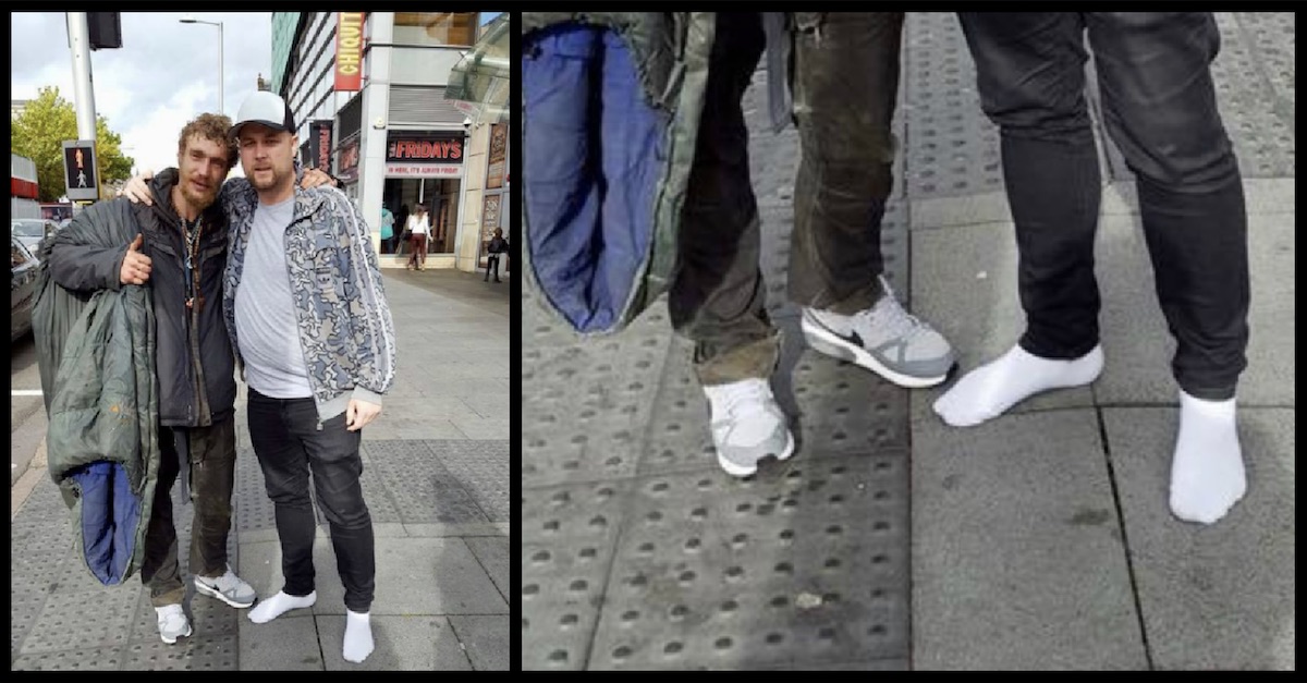 Stranger Gives Homeless Man The Shoes Off His Feet | LittleThings.com