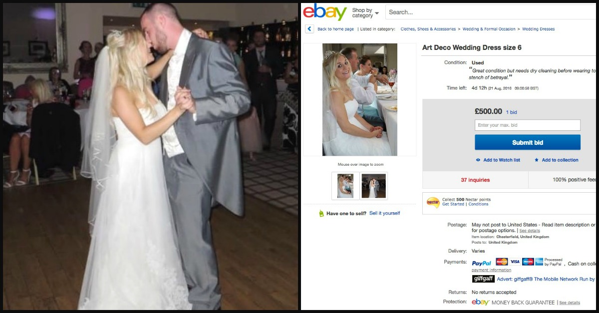 Cheated Bride Auctions Off Wedding Gown For Dirt Cheap After ...