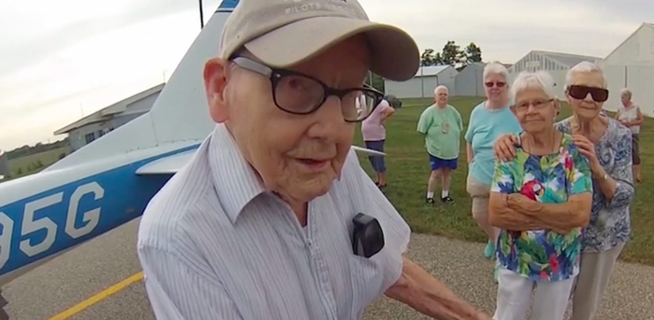 100-Year-Old Man Fulfills His Dream To Fly An Airplane For His Birthday ...