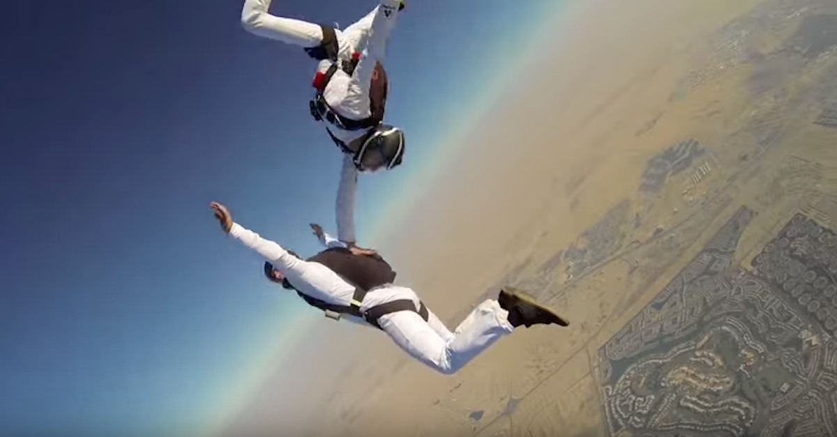 2 Skydivers Jump Off A Plane Over Dubai... But When They Start Doing ...