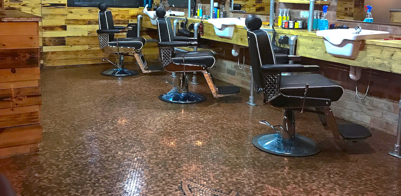This Barber Shop's Penny Floor Will Inspire You | LittleThings.com