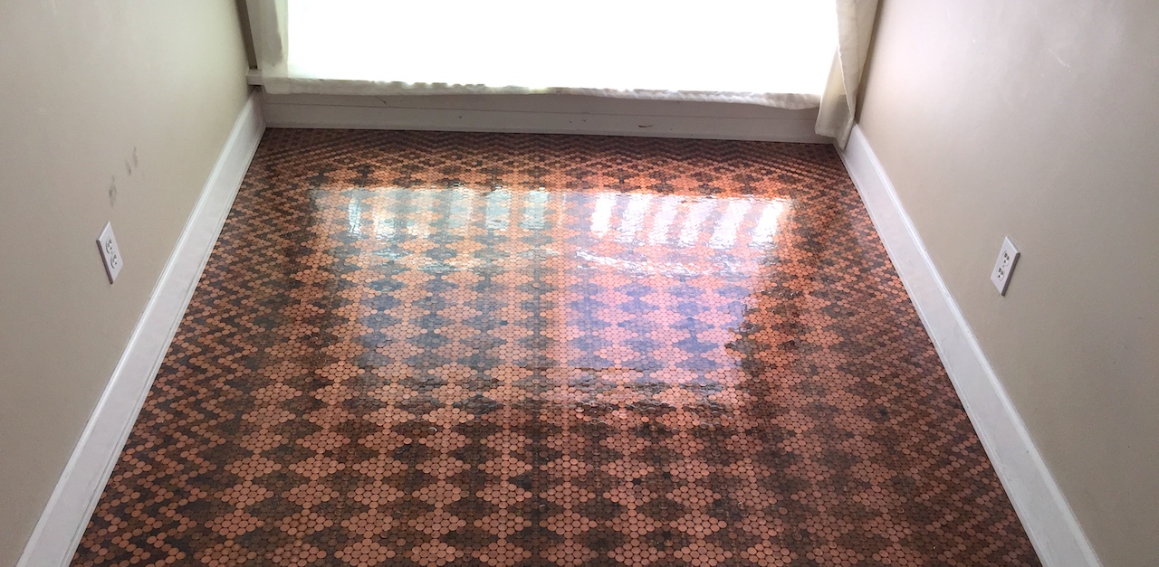 Woman Glues $150 In Pennies To Her Ugly Floor To Create A Stunning ...