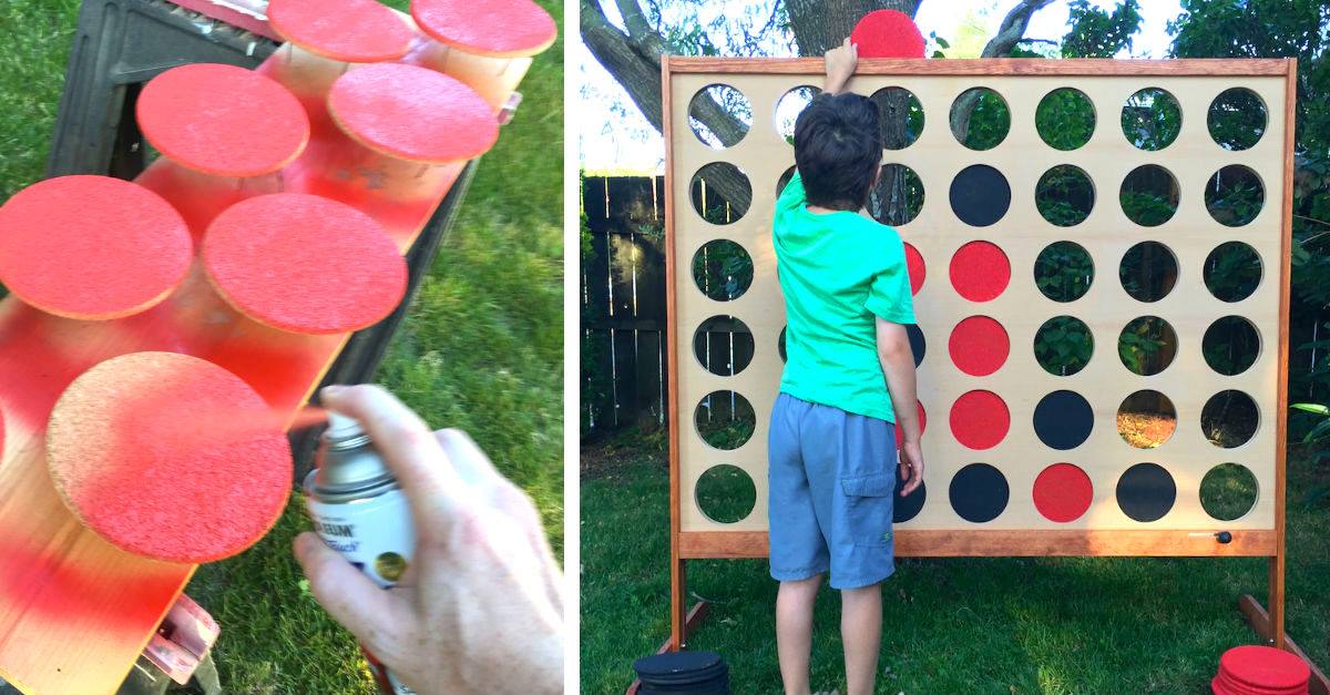 Awesome Dad Rushes To Create Giant Backyard Connect 4 Game For His Son ...