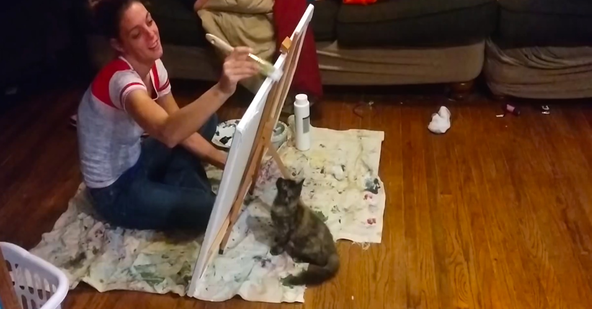 Adorable Kitten Can T Keep Calm As Her Mom Paints This Is Hilarious