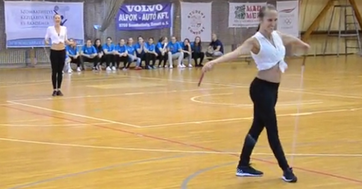 She Steps Forward With A Jump Rope But When Her Sister Joins Her