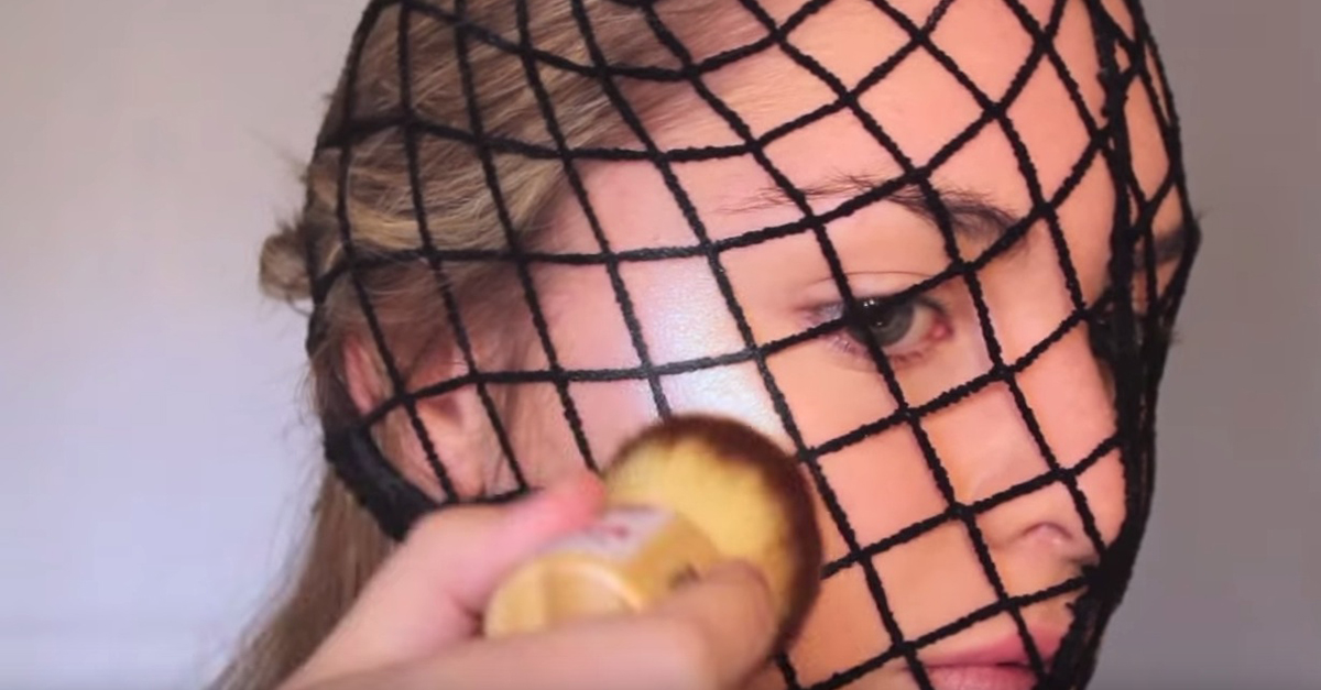 She Puts Fishnet Stockings On Her Face Then Adds Eye Shadow. The ...